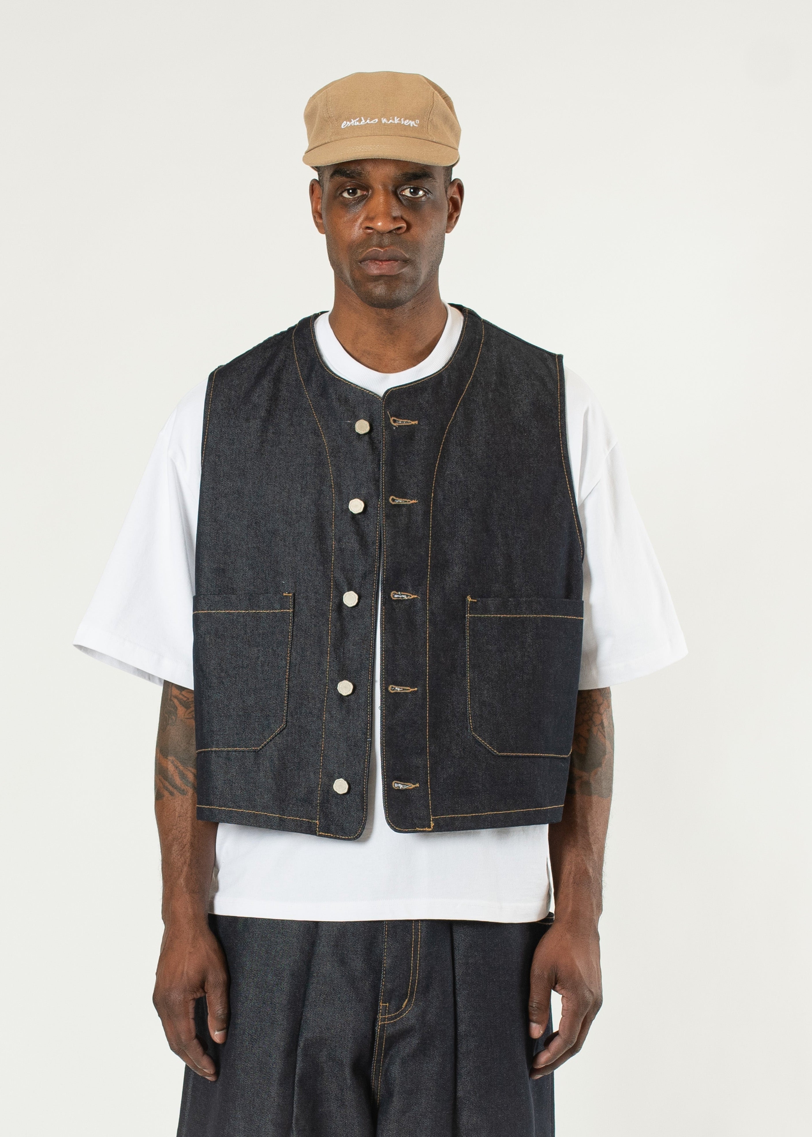 Raw Denim Wide Vest – Estudio Niksen